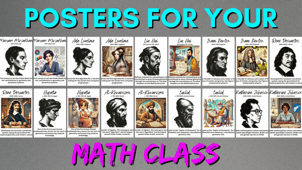 Famous Mathematicians Class Posters - RETHINK Math Teacher