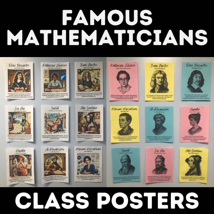 Famous Mathematicians Class Posters - RETHINK Math Teacher