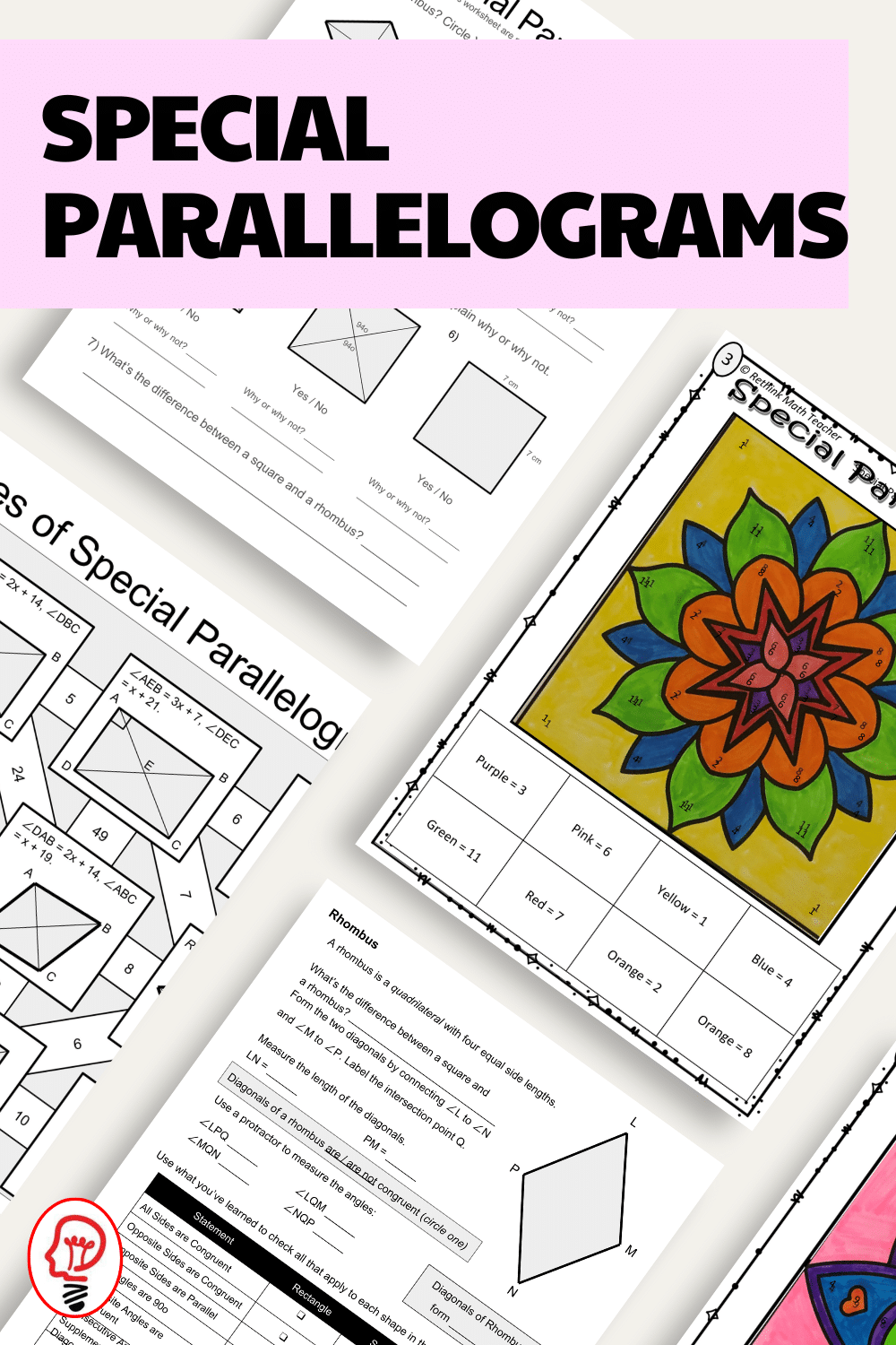special parallelograms worksheets - RETHINK Math Teacher